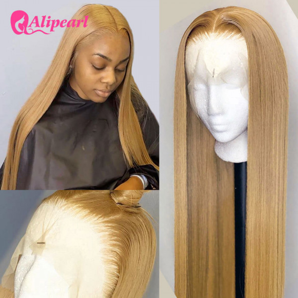 Honey Blonde Lace Front Wig #27 Color Ombre Human Hair Wigs -Alipearl Hair