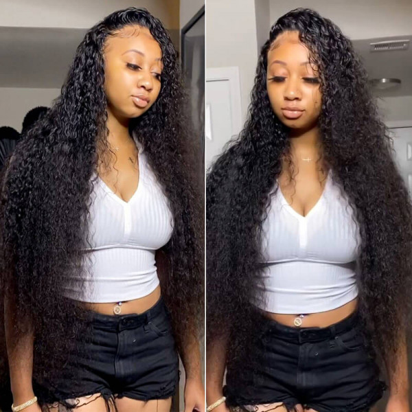 Long Curly Wigs Pre Plucked Human Hair Curly Lace Front Wig -Alipearl Hair